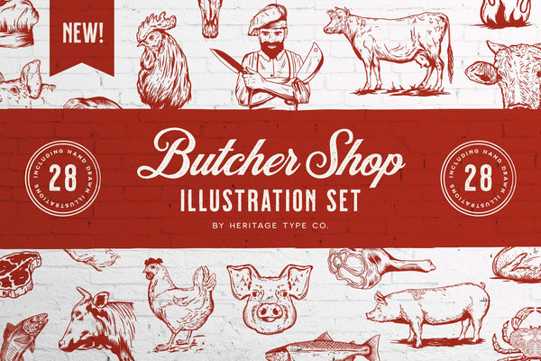 Butcher Shop - Vector Illustration Set