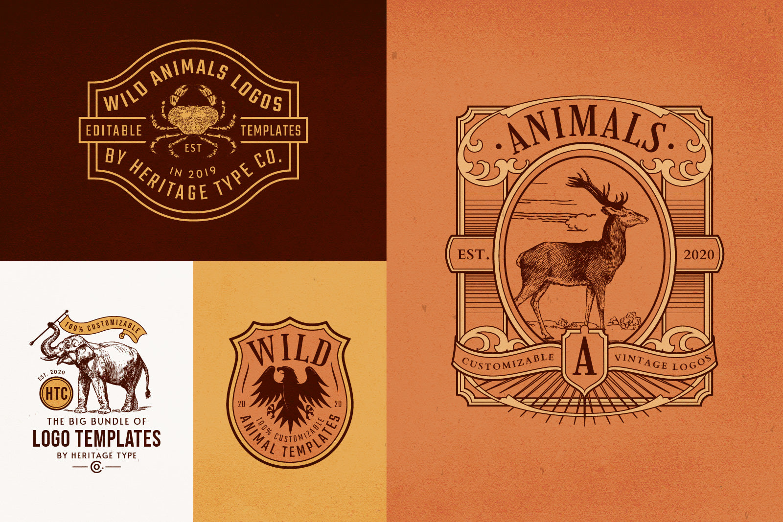 The Ultimate Vintage Logo Bundle - 200 Editable Logo Templates