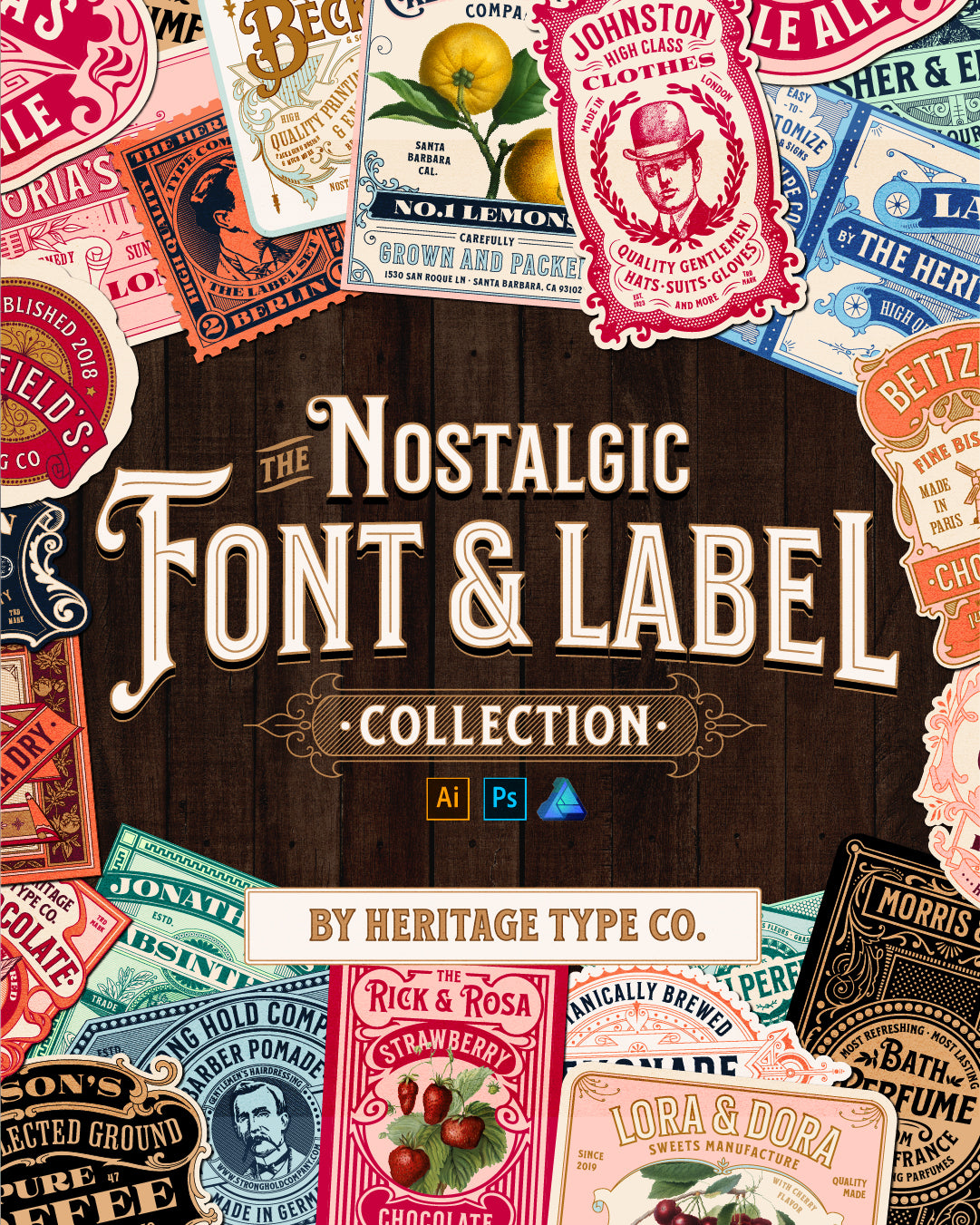 Nostalgic Font and Label Collection